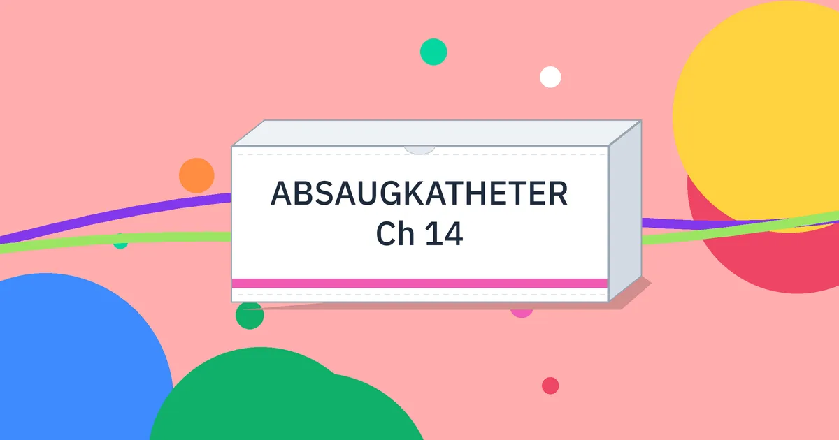 Symbolbild: Packung mit der Aufschrift ABSAUGKATHETER Ch 14 (PZN 07464671) – Verfügbarkeit und Bezug in Apotheken in Frankfurt am Main
