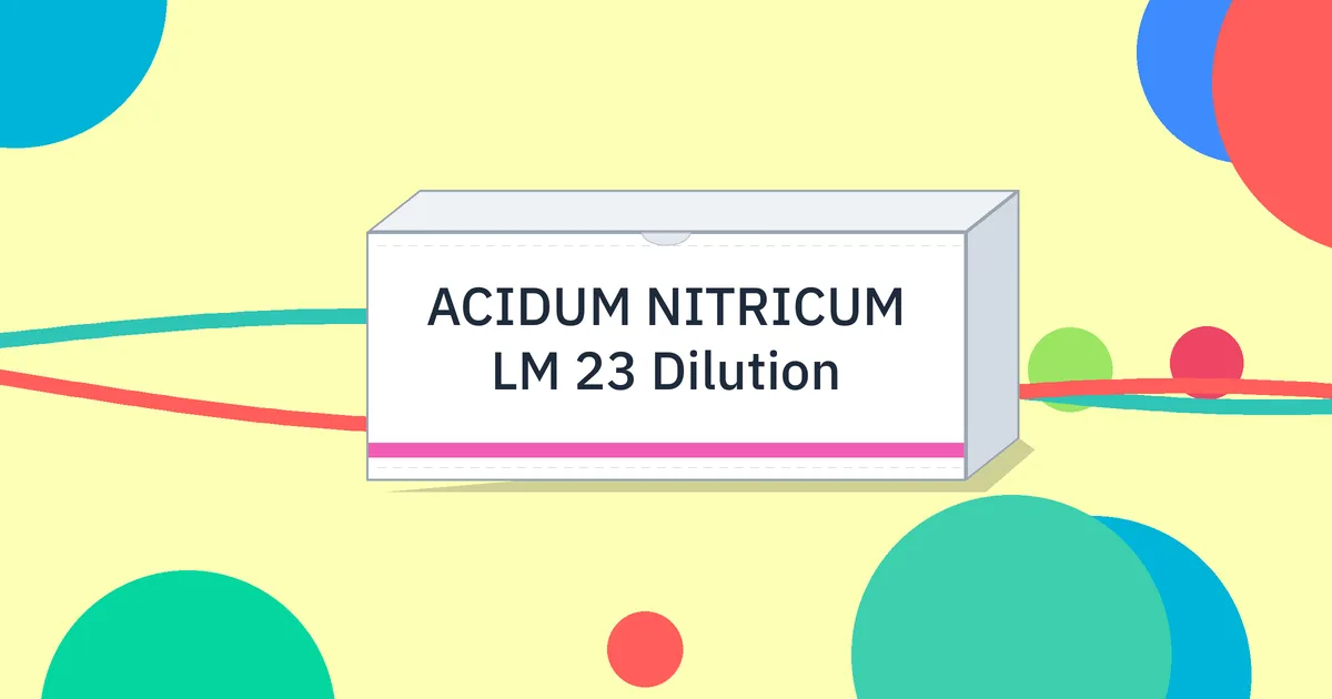 Symbolbild: Packung mit der Aufschrift ACIDUM NITRICUM LM 23 Dilution (PZN 12752900) – Verfügbarkeit und Bezug in Apotheken in Frankfurt am Main