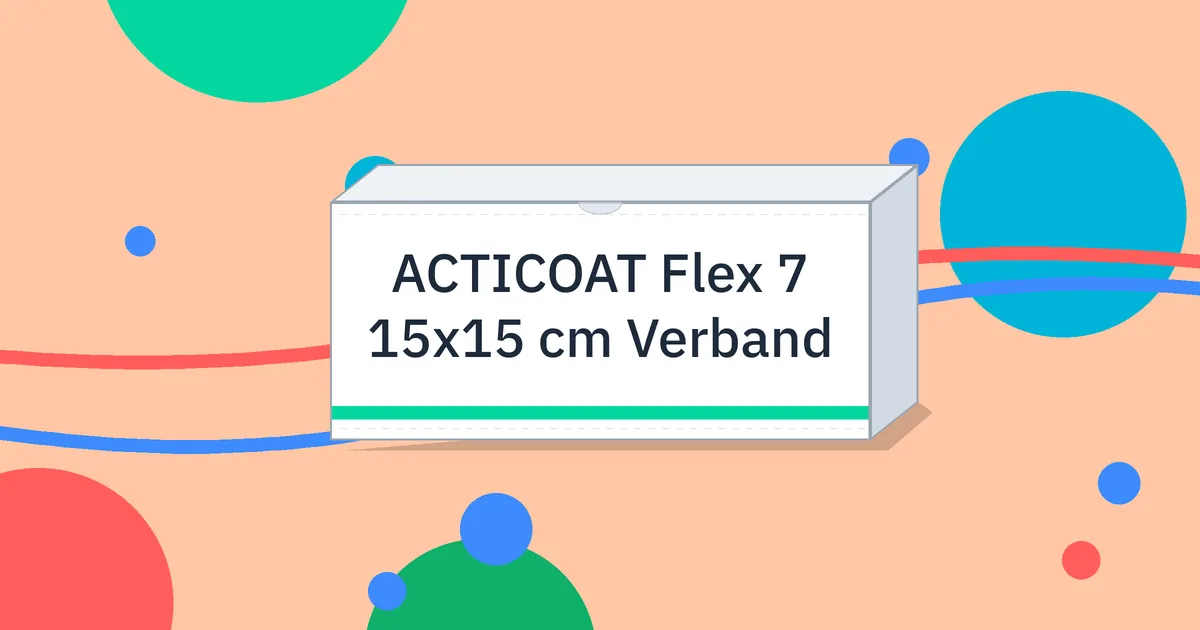 Symbolbild: Packung mit der Aufschrift ACTICOAT Flex 7 15x15 cm Verband (PZN 15384147) – Verfügbarkeit und Bezug in Apotheken in Frankfurt am Main