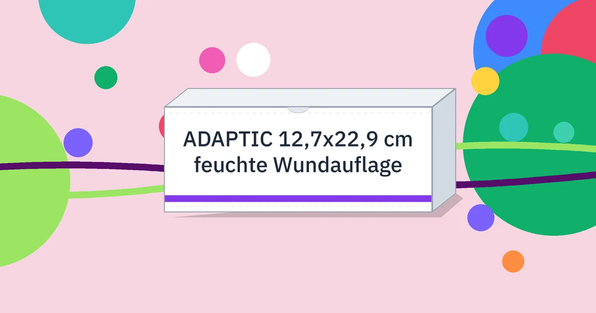 Symbolbild: Packung mit der Aufschrift ADAPTIC 12,7x22,9 cm feuchte Wundauflage (PZN 16594740) – Verfügbarkeit und Bezug in Apotheken in Frankfurt am Main
