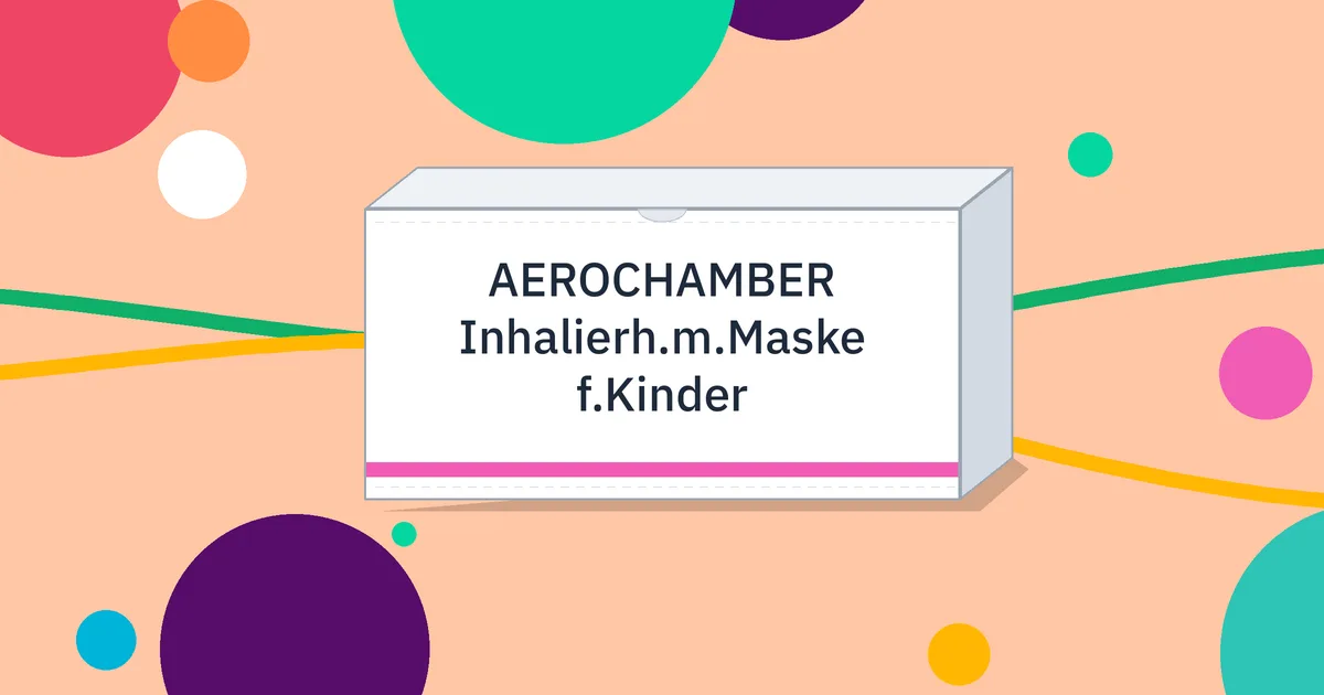 Symbolbild: Packung mit der Aufschrift AEROCHAMBER Inhalierh.m.Maske f.Kinder (PZN 06572683) – Verfügbarkeit und Bezug in Apotheken in Frankfurt am Main