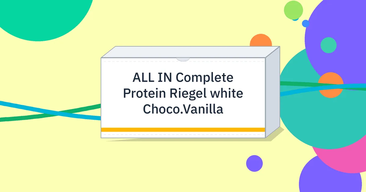 Symbolbild: Packung mit der Aufschrift ALL IN Complete Protein Riegel white Choco.Vanilla (PZN 16680445) – Verfügbarkeit und Bezug in Apotheken in Frankfurt am Main
