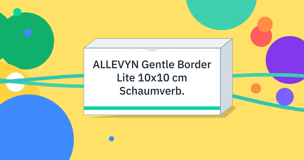 Symbolbild: Packung mit der Aufschrift ALLEVYN Gentle Border Lite 10x10 cm Schaumverb. (PZN 15403608) – Verfügbarkeit und Bezug in Apotheken in Frankfurt am Main