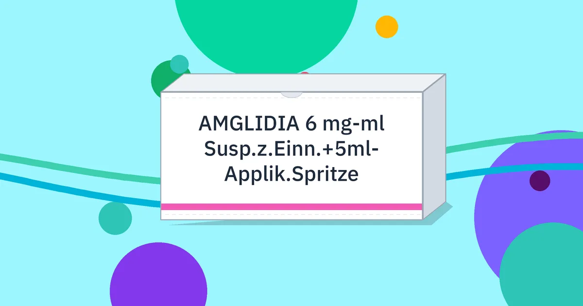 Symbolbild: Packung mit der Aufschrift AMGLIDIA 6 mg-ml Susp.z.Einn.+5ml-Applik.Spritze (PZN 19173418) – Verfügbarkeit und Bezug in Apotheken in Frankfurt am Main