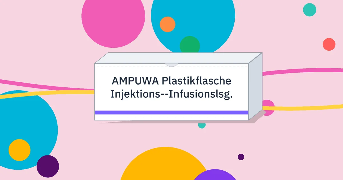 Symbolbild: Packung mit der Aufschrift AMPUWA Plastikflasche Injektions--Infusionslsg. (PZN 00041424) – Verfügbarkeit und Bezug in Apotheken in Frankfurt am Main