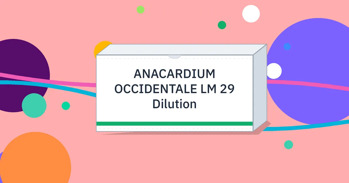Symbolbild: Packung mit der Aufschrift ANACARDIUM OCCIDENTALE LM 29 Dilution (PZN 13327636) – Verfügbarkeit und Bezug in Apotheken in Frankfurt am Main