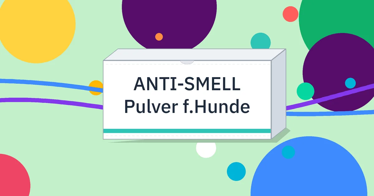 Symbolbild: Packung mit der Aufschrift ANTI-SMELL Pulver f.Hunde (PZN 20862413) – Verfügbarkeit und Bezug in Apotheken in Frankfurt am Main