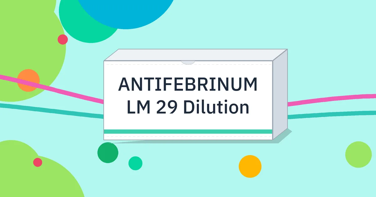 Symbolbild: Packung mit der Aufschrift ANTIFEBRINUM LM 29 Dilution (PZN 13371910) – Verfügbarkeit und Bezug in Apotheken in Frankfurt am Main