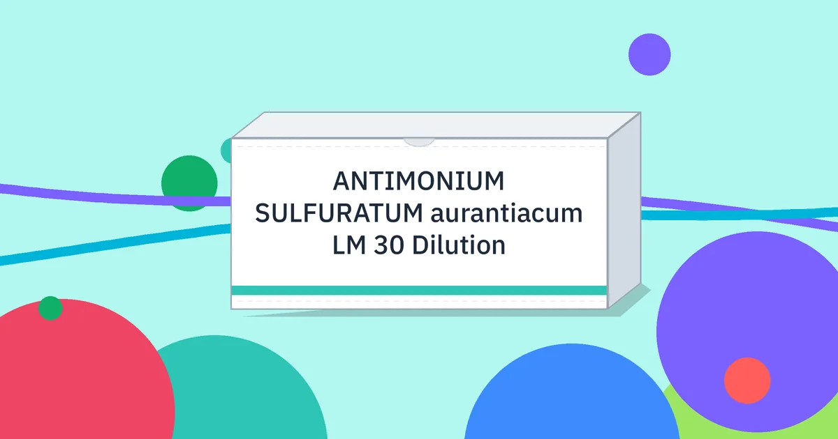 Symbolbild: Packung mit der Aufschrift ANTIMONIUM SULFURATUM aurantiacum LM 30 Dilution (PZN 13375807) – Verfügbarkeit und Bezug in Apotheken in Frankfurt am Main