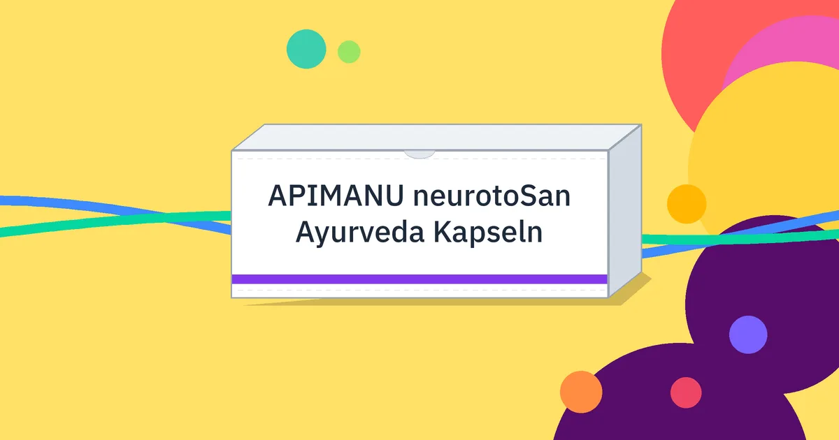 Symbolbild: Packung mit der Aufschrift APIMANU neurotoSan Ayurveda Kapseln (PZN 10145432) – Verfügbarkeit und Bezug in Apotheken in Frankfurt am Main