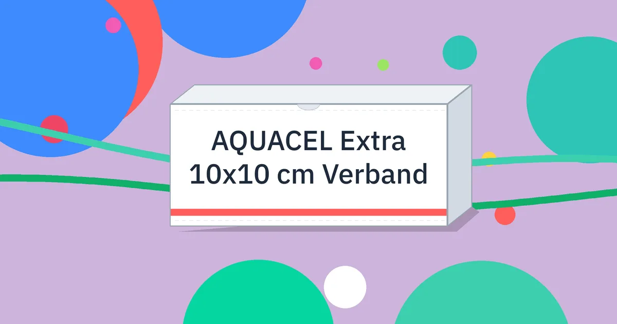 Symbolbild: Packung mit der Aufschrift AQUACEL Extra 10x10 cm Verband (PZN 19683823) – Verfügbarkeit und Bezug in Apotheken in Frankfurt am Main