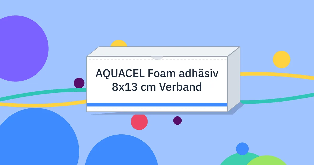 Symbolbild: Packung mit der Aufschrift AQUACEL Foam adhäsiv 8x13 cm Verband (PZN 17928344) – Verfügbarkeit und Bezug in Apotheken in Frankfurt am Main