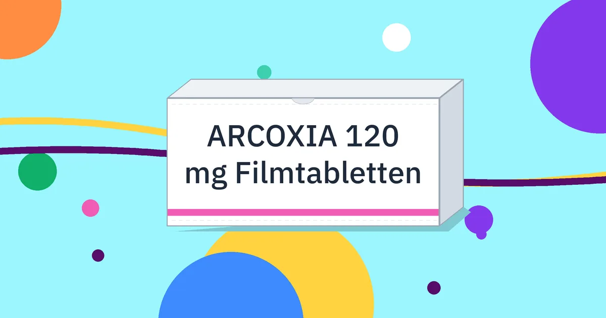 Symbolbild: Packung mit der Aufschrift ARCOXIA 120 mg Filmtabletten (PZN 10357157) – Verfügbarkeit und Bezug in Apotheken in Frankfurt am Main