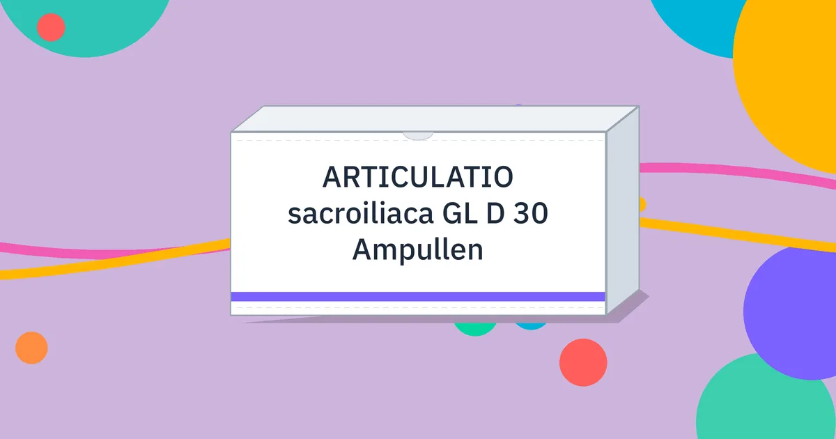 Symbolbild: Packung mit der Aufschrift ARTICULATIO sacroiliaca GL D 30 Ampullen (PZN 02907454) – Verfügbarkeit und Bezug in Apotheken in Frankfurt am Main