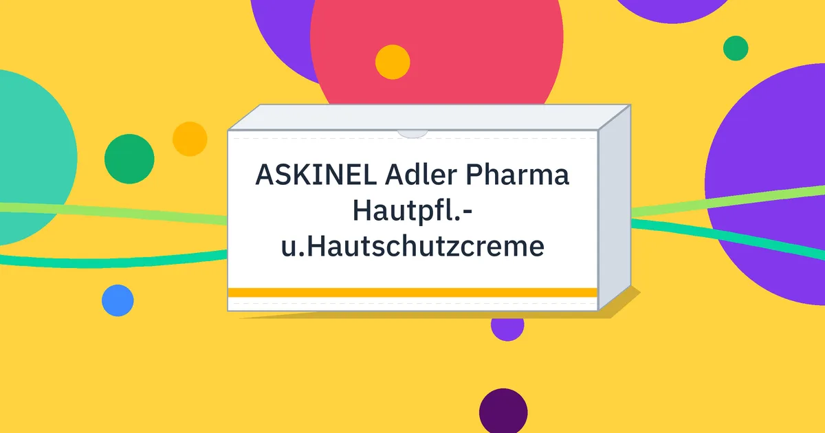 Symbolbild: Packung mit der Aufschrift ASKINEL Adler Pharma Hautpfl.-u.Hautschutzcreme (PZN 02736001) – Verfügbarkeit und Bezug in Apotheken in Frankfurt am Main