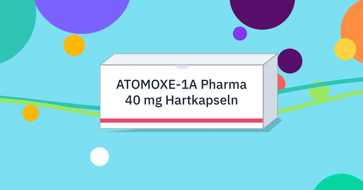 Symbolbild: Packung mit der Aufschrift ATOMOXE-1A Pharma 40 mg Hartkapseln (PZN 14352441) – Verfügbarkeit und Bezug in Apotheken in Frankfurt am Main