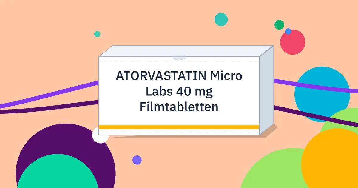 Symbolbild: Packung mit der Aufschrift ATORVASTATIN Micro Labs 40 mg Filmtabletten (PZN 19378646) – Verfügbarkeit und Bezug in Apotheken in Frankfurt am Main