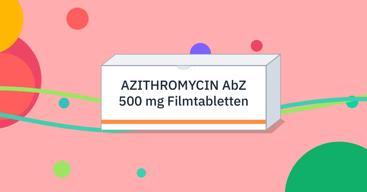 Symbolbild: Packung mit der Aufschrift AZITHROMYCIN AbZ 500 mg Filmtabletten (PZN 01065622) – Verfügbarkeit und Bezug in Apotheken in Frankfurt am Main