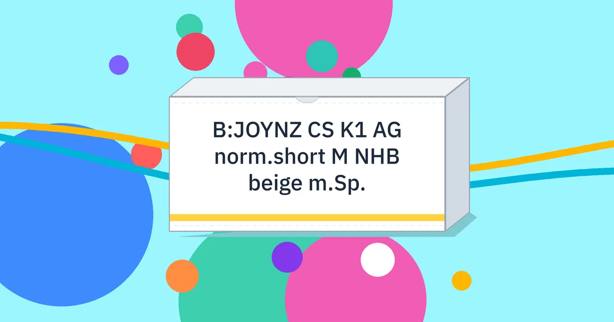 Symbolbild: Packung mit der Aufschrift B:JOYNZ CS K1 AG norm.short M NHB beige m.Sp. (PZN 20533916) – Verfügbarkeit und Bezug in Apotheken in Frankfurt am Main