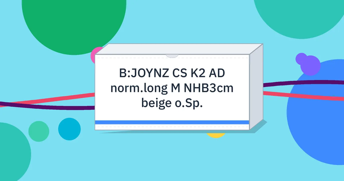 Symbolbild: Packung mit der Aufschrift B:JOYNZ CS K2 AD norm.long M NHB3cm beige o.Sp. (PZN 20527229) – Verfügbarkeit und Bezug in Apotheken in Frankfurt am Main
