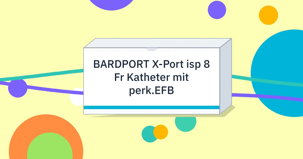 Symbolbild: Packung mit der Aufschrift BARDPORT X-Port isp 8 Fr Katheter mit perk.EFB (PZN 02704449) – Verfügbarkeit und Bezug in Apotheken in Frankfurt am Main