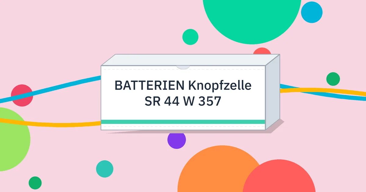 Symbolbild: Packung mit der Aufschrift BATTERIEN Knopfzelle SR 44 W 357 (PZN 08449142) – Verfügbarkeit und Bezug in Apotheken in Frankfurt am Main