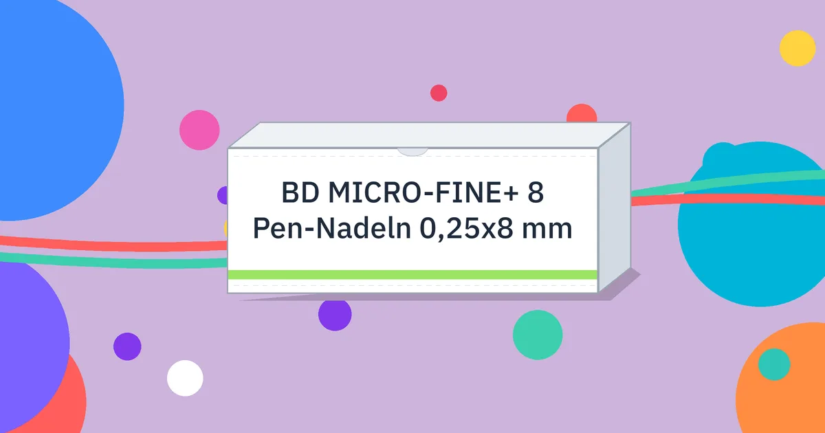 Symbolbild: Packung mit der Aufschrift BD MICRO-FINE+ 8 Pen-Nadeln 0,25x8 mm (PZN 13707876) – Verfügbarkeit und Bezug in Apotheken in Frankfurt am Main