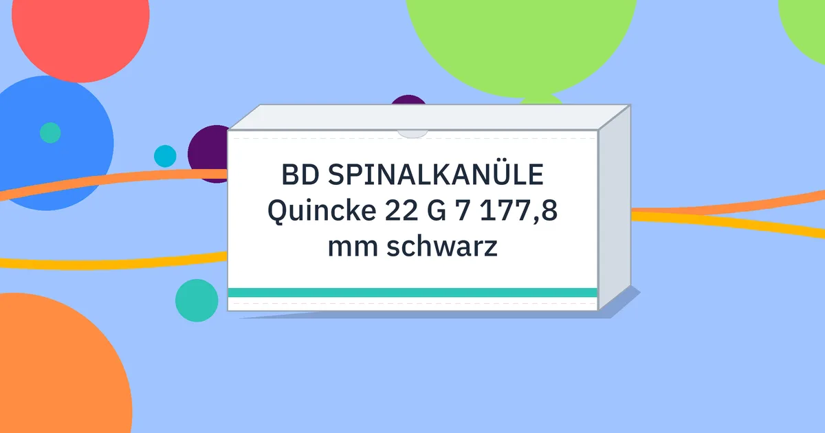Symbolbild: Packung mit der Aufschrift BD SPINALKANÜLE Quincke 22 G 7 177,8 mm schwarz (PZN 18225774) – Verfügbarkeit und Bezug in Apotheken in Frankfurt am Main