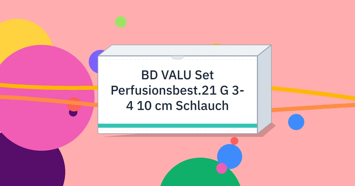 Symbolbild: Packung mit der Aufschrift BD VALU Set Perfusionsbest.21 G 3-4 10 cm Schlauch (PZN 03568020) – Verfügbarkeit und Bezug in Apotheken in Frankfurt am Main