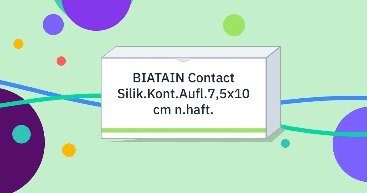 Symbolbild: Packung mit der Aufschrift BIATAIN Contact Silik.Kont.Aufl.7,5x10 cm n.haft. (PZN 12369271) – Verfügbarkeit und Bezug in Apotheken in Frankfurt am Main