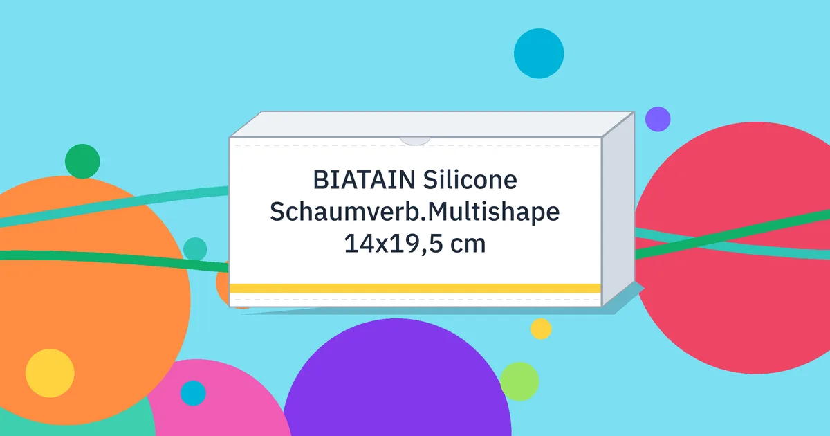 Symbolbild: Packung mit der Aufschrift BIATAIN Silicone Schaumverb.Multishape 14x19,5 cm (PZN 14331864) – Verfügbarkeit und Bezug in Apotheken in Frankfurt am Main