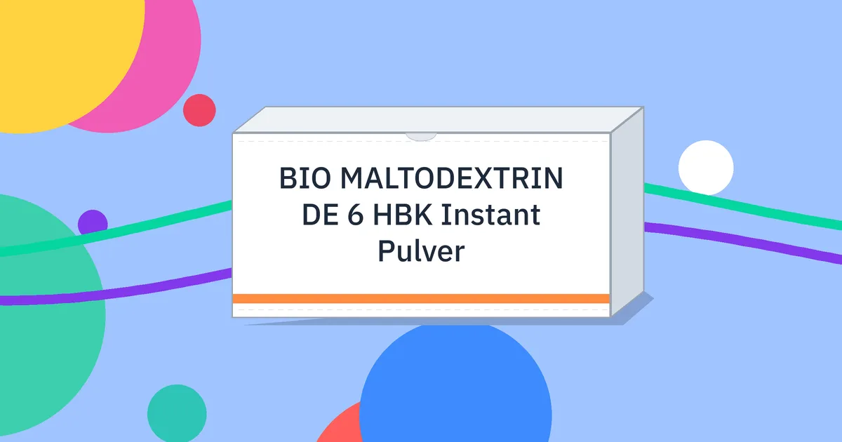 Symbolbild: Packung mit der Aufschrift BIO MALTODEXTRIN DE 6 HBK Instant Pulver (PZN 06830122) – Verfügbarkeit und Bezug in Apotheken in Frankfurt am Main
