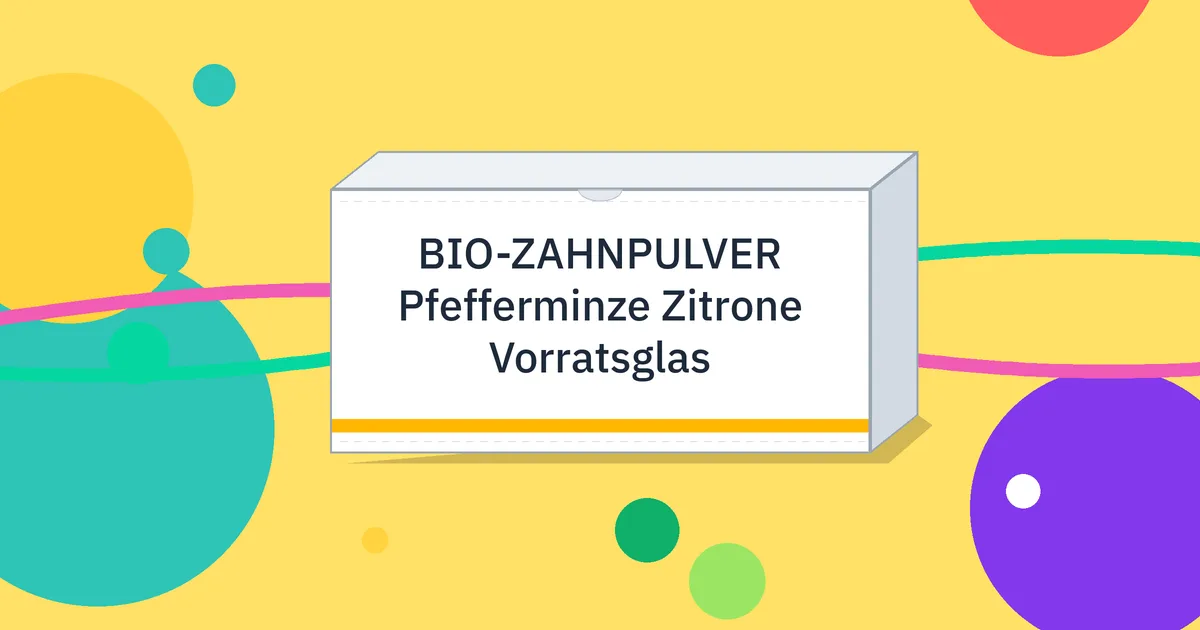 Symbolbild: Packung mit der Aufschrift BIO-ZAHNPULVER Pfefferminze Zitrone Vorratsglas (PZN 18326908) – Verfügbarkeit und Bezug in Apotheken in Frankfurt am Main