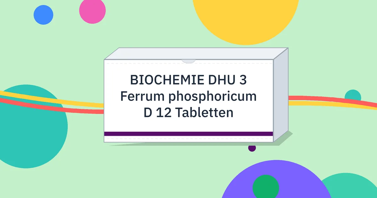 Symbolbild: Packung mit der Aufschrift BIOCHEMIE DHU 3 Ferrum phosphoricum D 12 Tabletten (PZN 18182562) – Verfügbarkeit und Bezug in Apotheken in Frankfurt am Main