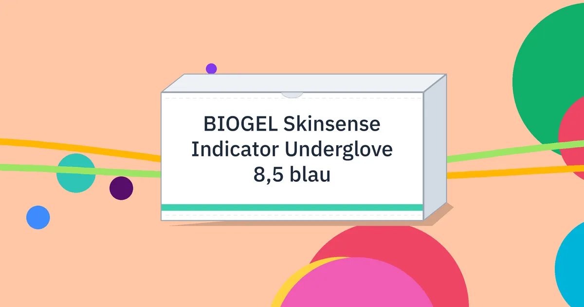 Symbolbild: Packung mit der Aufschrift BIOGEL Skinsense Indicator Underglove 8,5 blau (PZN 04702360) – Verfügbarkeit und Bezug in Apotheken in Frankfurt am Main