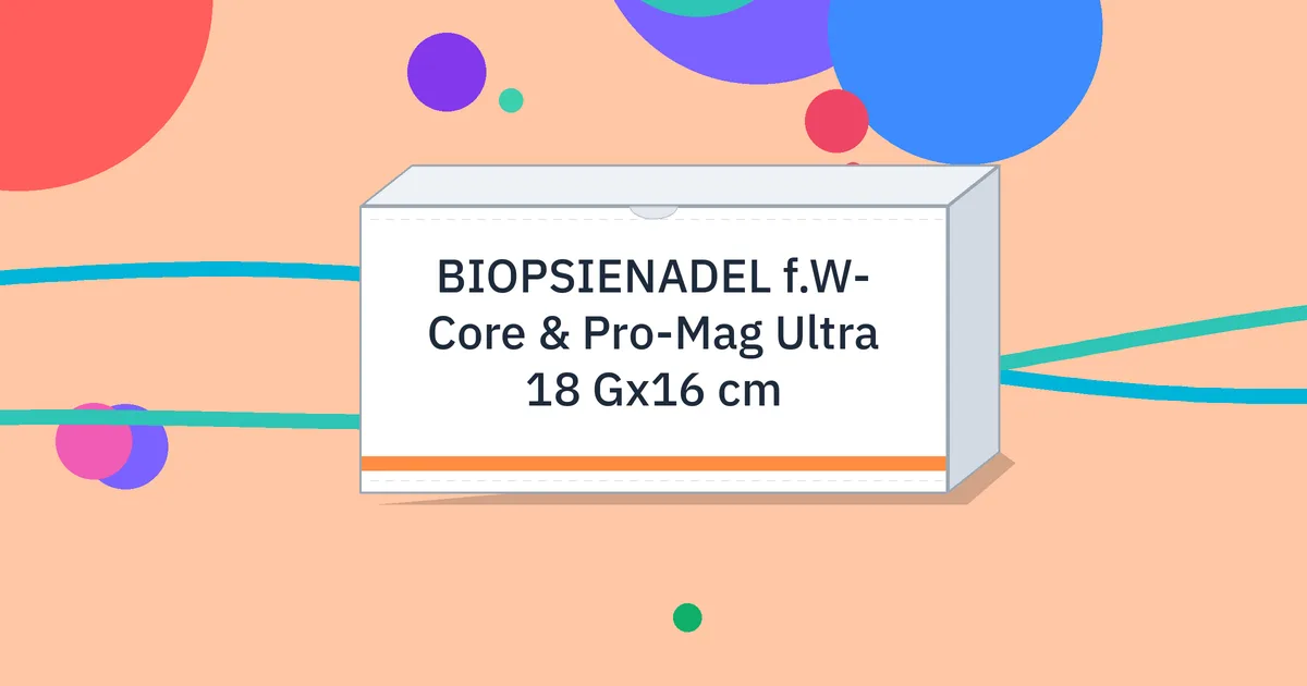 Symbolbild: Packung mit der Aufschrift BIOPSIENADEL f.W-Core & Pro-Mag Ultra 18 Gx16 cm (PZN 19351713) – Verfügbarkeit und Bezug in Apotheken in Frankfurt am Main