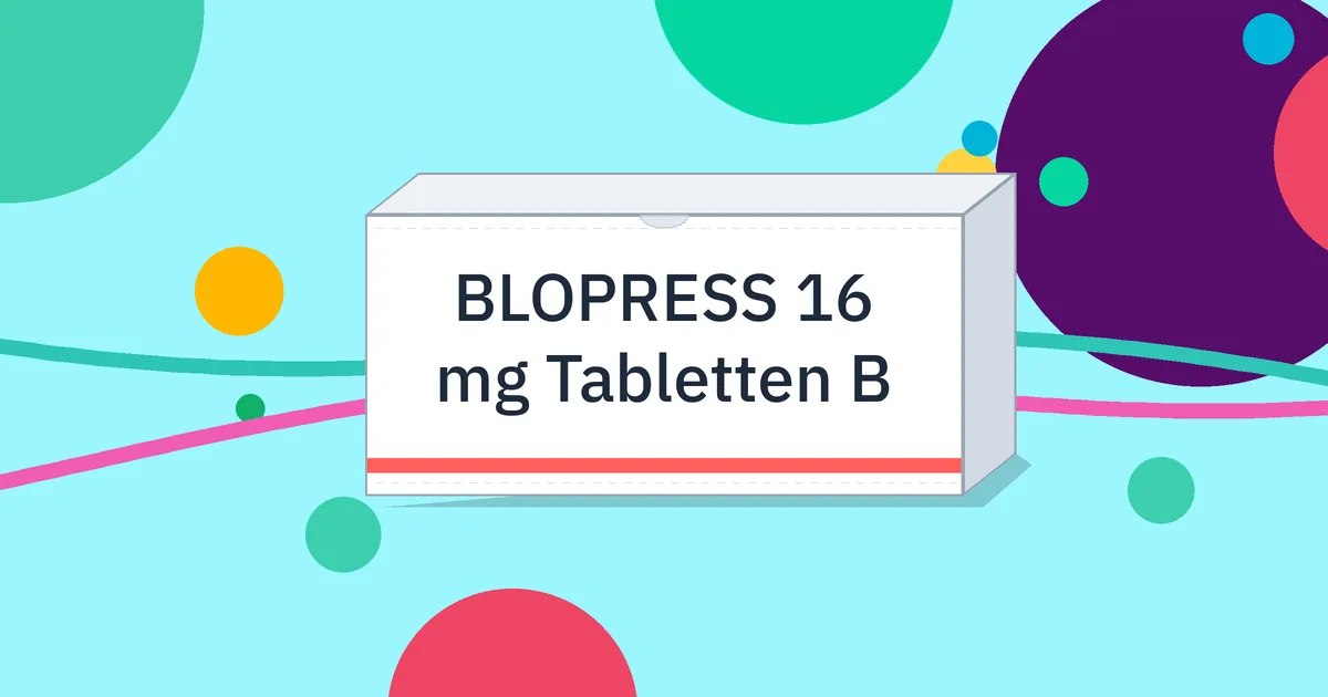Symbolbild: Packung mit der Aufschrift BLOPRESS 16 mg Tabletten B (PZN 04392304) – Verfügbarkeit und Bezug in Apotheken in Frankfurt am Main