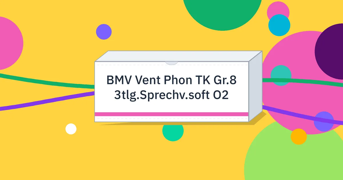 Symbolbild: Packung mit der Aufschrift BMV Vent Phon TK Gr.8 3tlg.Sprechv.soft O2 (PZN 18385957) – Verfügbarkeit und Bezug in Apotheken in Frankfurt am Main