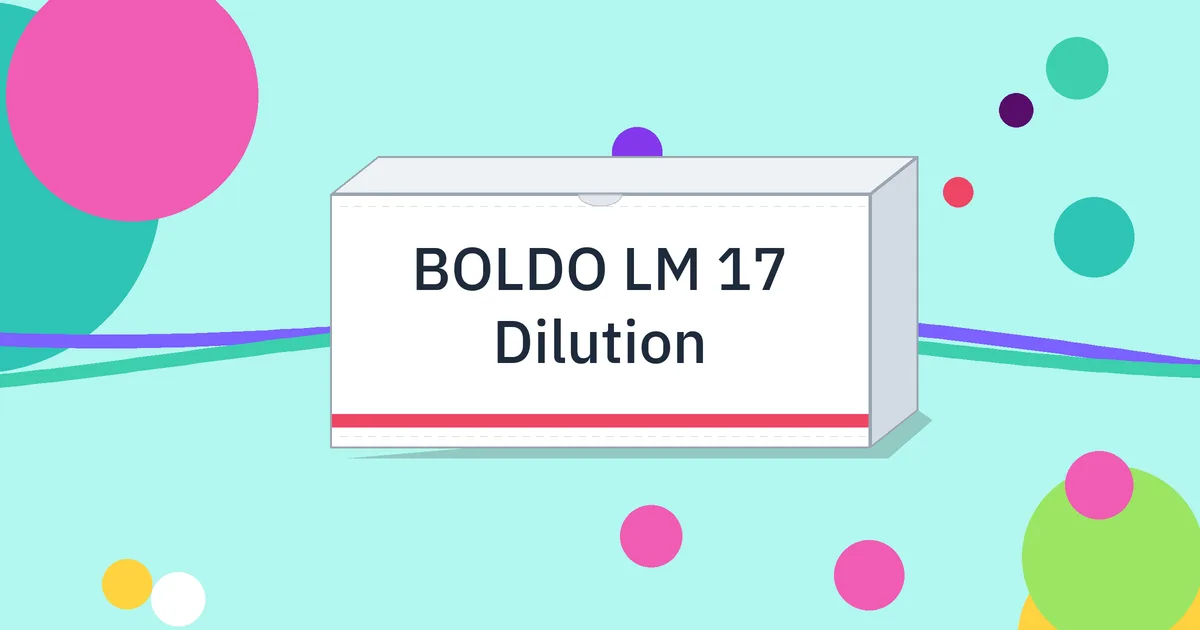 Symbolbild: Packung mit der Aufschrift BOLDO LM 17 Dilution (PZN 13390480) – Verfügbarkeit und Bezug in Apotheken in Frankfurt am Main
