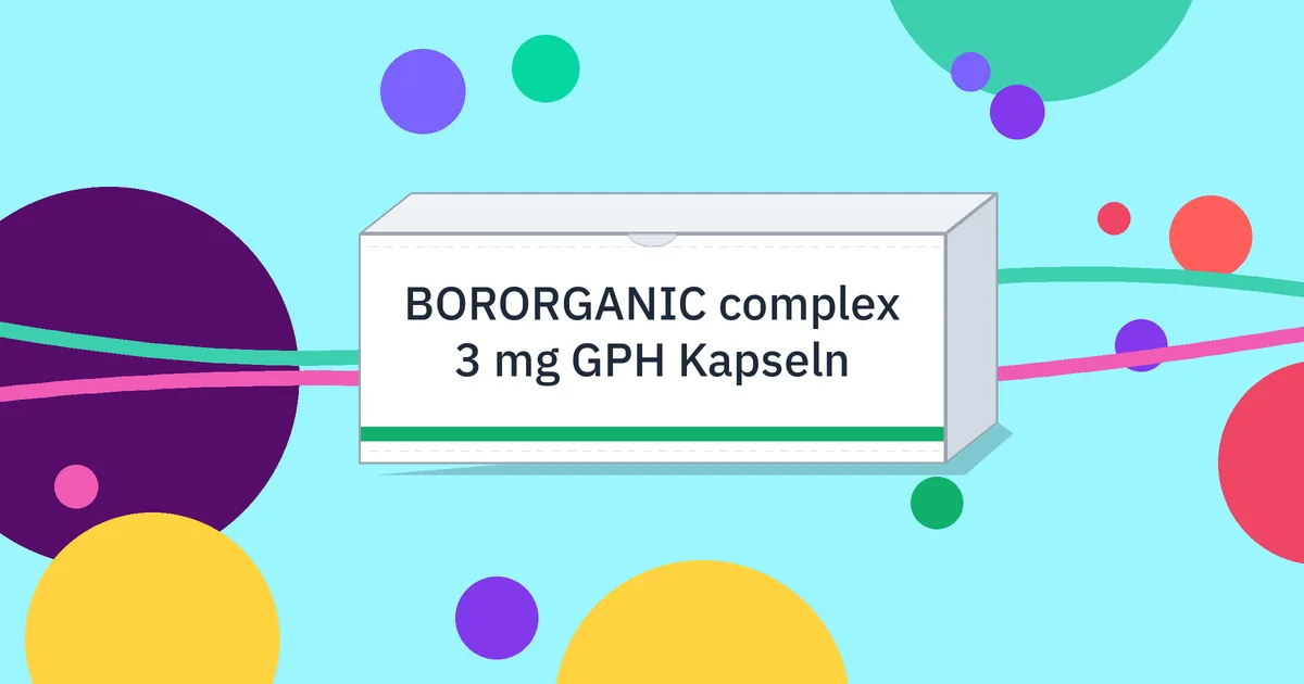 Symbolbild: Packung mit der Aufschrift BORORGANIC complex 3 mg GPH Kapseln (PZN 10522550) – Verfügbarkeit und Bezug in Apotheken in Frankfurt am Main