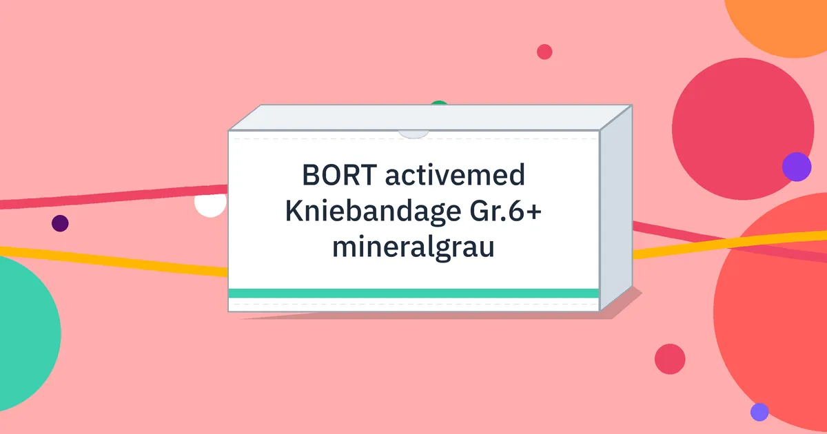 Symbolbild: Packung mit der Aufschrift BORT activemed Kniebandage Gr.6+ mineralgrau (PZN 15258916) – Verfügbarkeit und Bezug in Apotheken in Frankfurt am Main