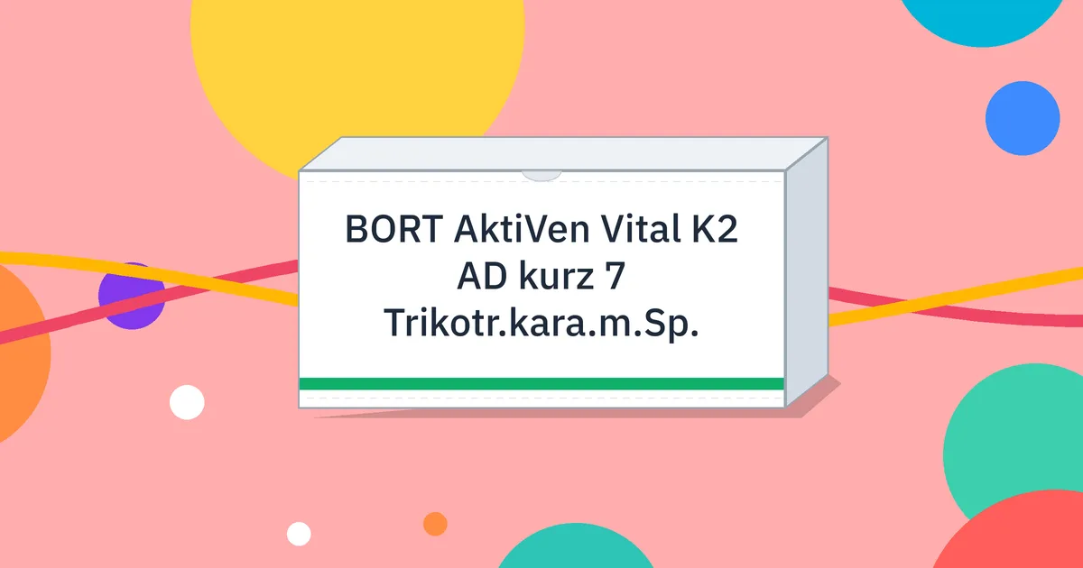 Symbolbild: Packung mit der Aufschrift BORT AktiVen Vital K2 AD kurz 7 Trikotr.kara.m.Sp. (PZN 12549547) – Verfügbarkeit und Bezug in Apotheken in Frankfurt am Main