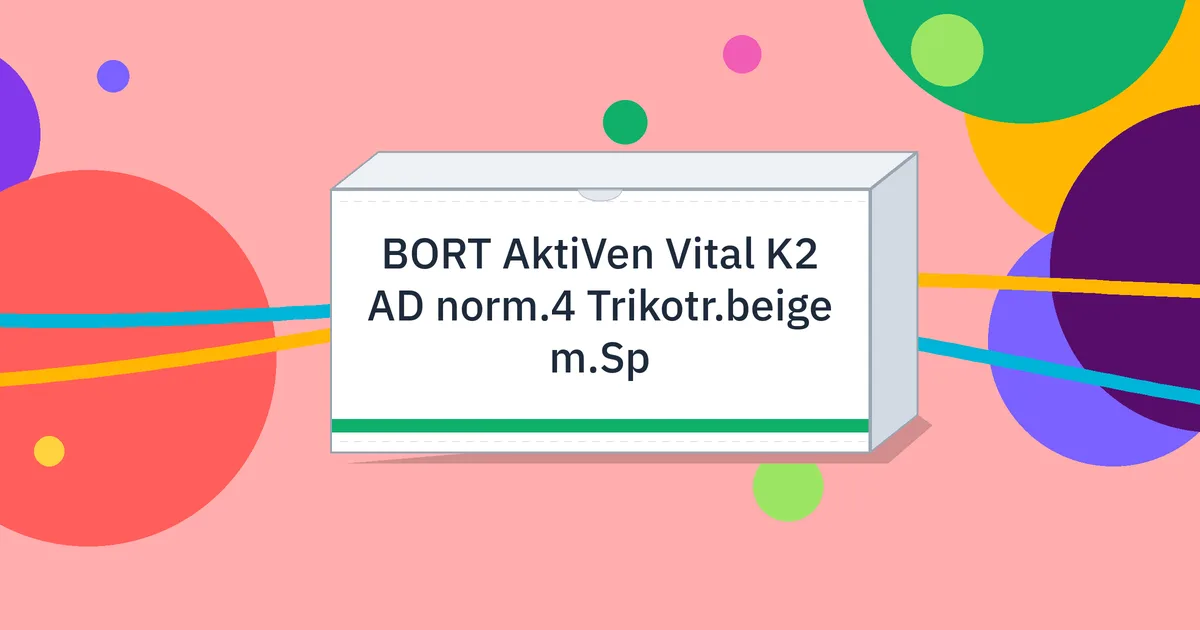 Symbolbild: Packung mit der Aufschrift BORT AktiVen Vital K2 AD norm.4 Trikotr.beige m.Sp (PZN 13727181) – Verfügbarkeit und Bezug in Apotheken in Frankfurt am Main