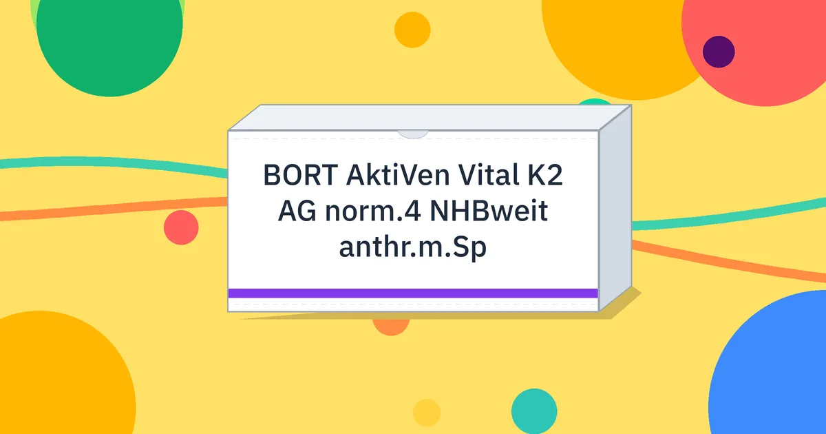 Symbolbild: Packung mit der Aufschrift BORT AktiVen Vital K2 AG norm.4 NHBweit anthr.m.Sp (PZN 13734666) – Verfügbarkeit und Bezug in Apotheken in Frankfurt am Main