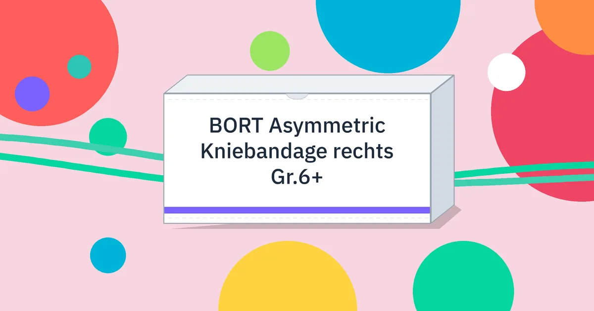 Symbolbild: Packung mit der Aufschrift BORT Asymmetric Kniebandage rechts Gr.6+ (PZN 16843597) – Verfügbarkeit und Bezug in Apotheken in Frankfurt am Main