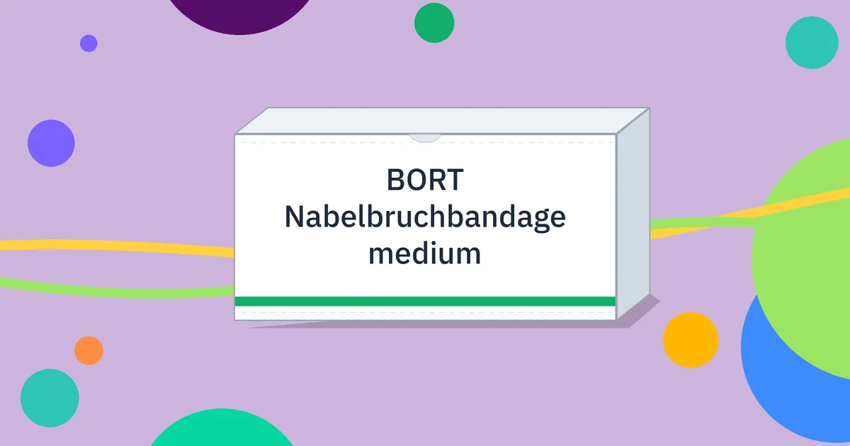 Symbolbild: Packung mit der Aufschrift BORT Nabelbruchbandage medium (PZN 20105706) – Verfügbarkeit und Bezug in Apotheken in Frankfurt am Main