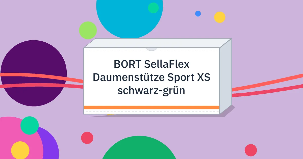 Symbolbild: Packung mit der Aufschrift BORT SellaFlex Daumenstütze Sport XS schwarz-grün (PZN 12372445) – Verfügbarkeit und Bezug in Apotheken in Frankfurt am Main