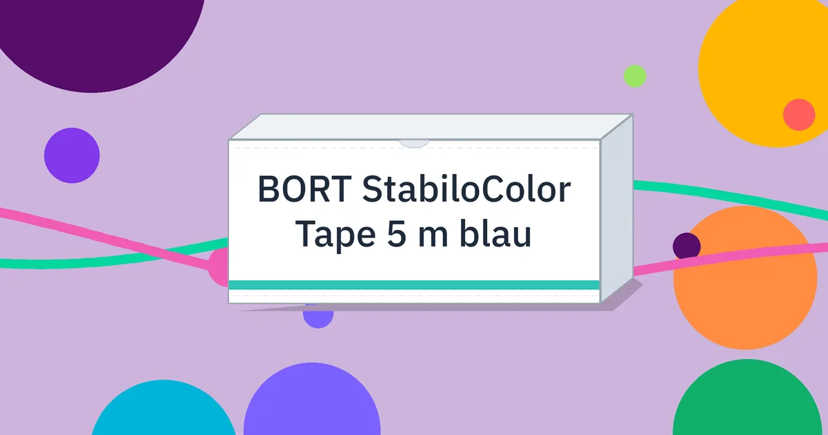 Symbolbild: Packung mit der Aufschrift BORT StabiloColor Tape 5 m blau (PZN 13911476) – Verfügbarkeit und Bezug in Apotheken in Frankfurt am Main