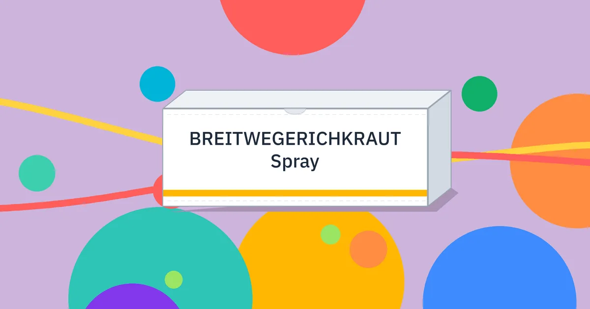 Symbolbild: Packung mit der Aufschrift BREITWEGERICHKRAUT Spray (PZN 19657719) – Verfügbarkeit und Bezug in Apotheken in Frankfurt am Main