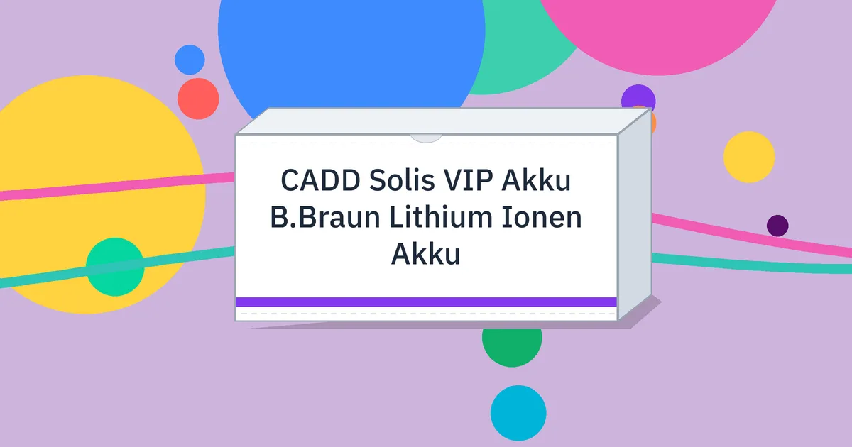 Symbolbild: Packung mit der Aufschrift CADD Solis VIP Akku B.Braun Lithium Ionen Akku (PZN 10282726) – Verfügbarkeit und Bezug in Apotheken in Frankfurt am Main